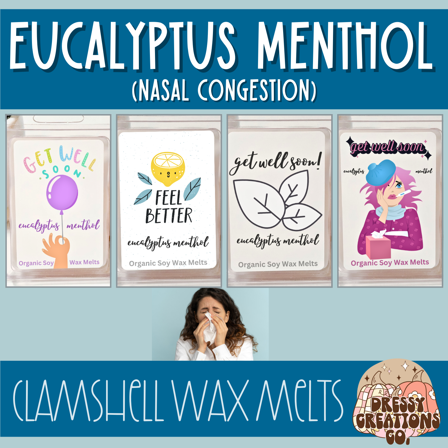 Clamshell Wax Melt - Nasal Congestion (Eucalyptus Menthol) – Dressy ...